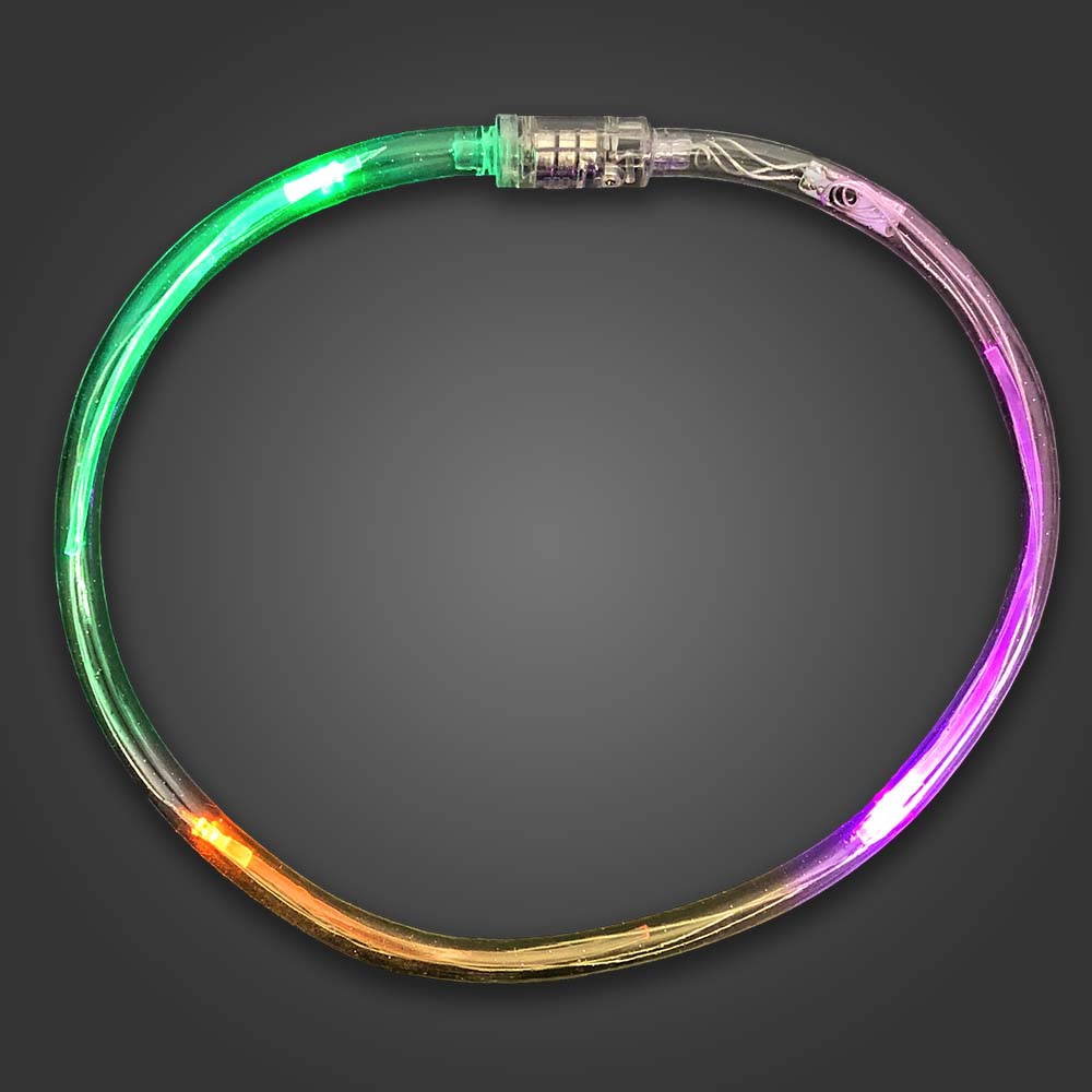 Mardi Gras Chaser Flashing Necklaces Green Gold Purple Lights