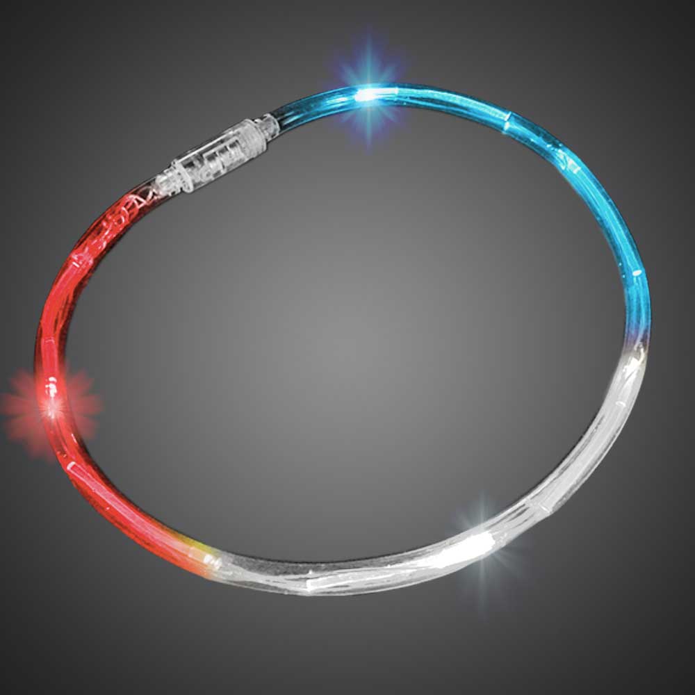 Red-White-Blue Flashing Chaser Necklaces